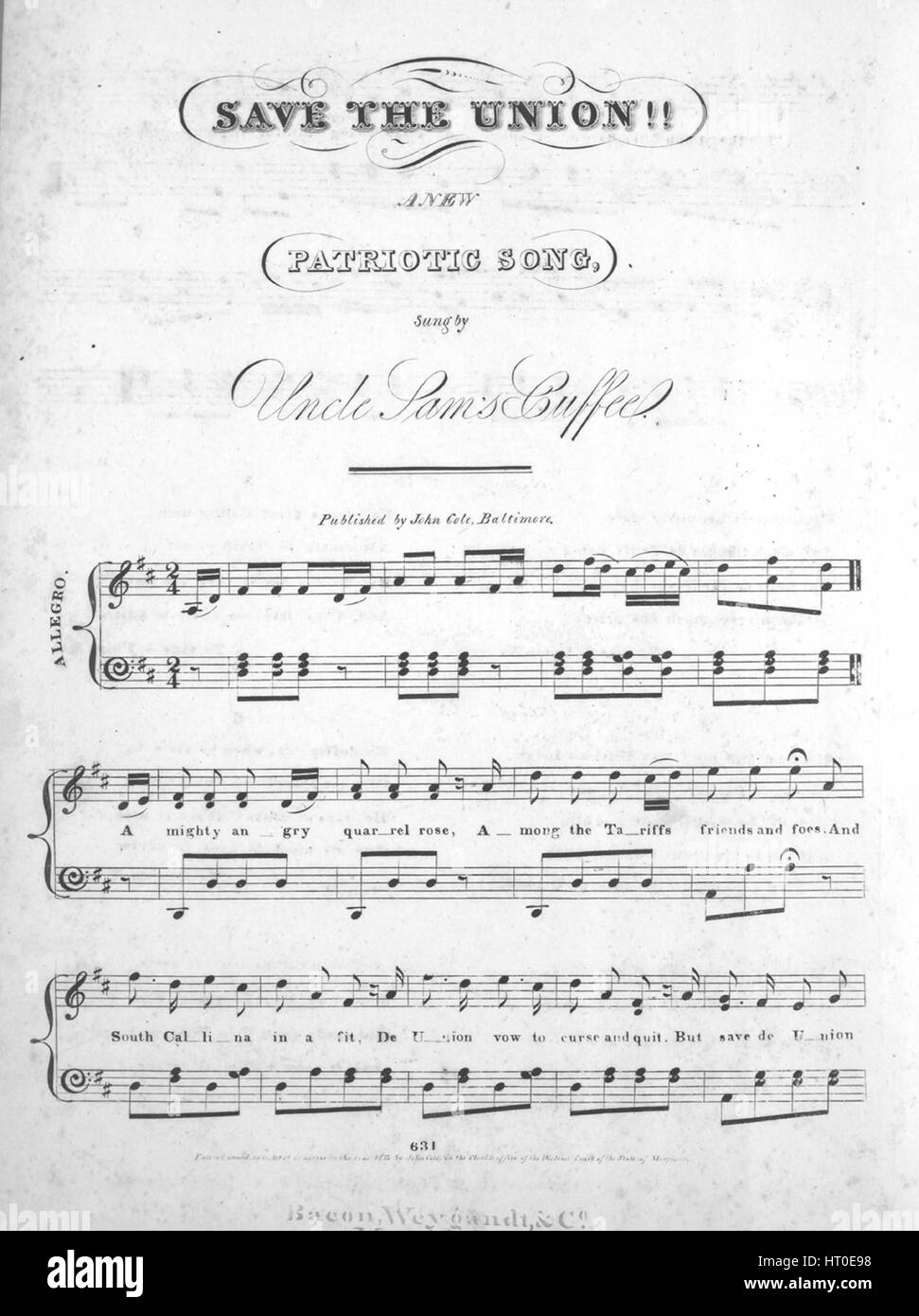 Sheet music cover image of the song 'Save the Union!! A New Patriotic ...