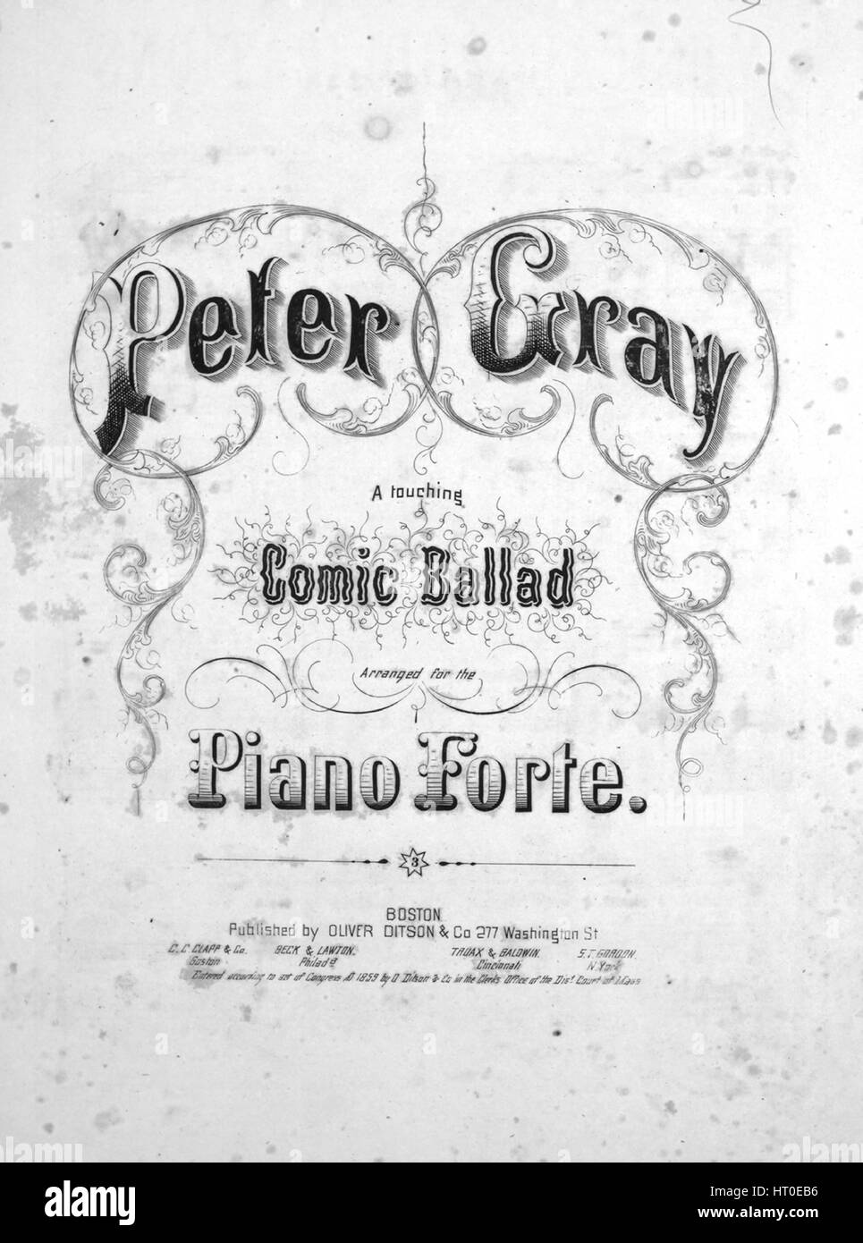 Sheet music cover image of the song 'Peter Gray, a touching Comic ...