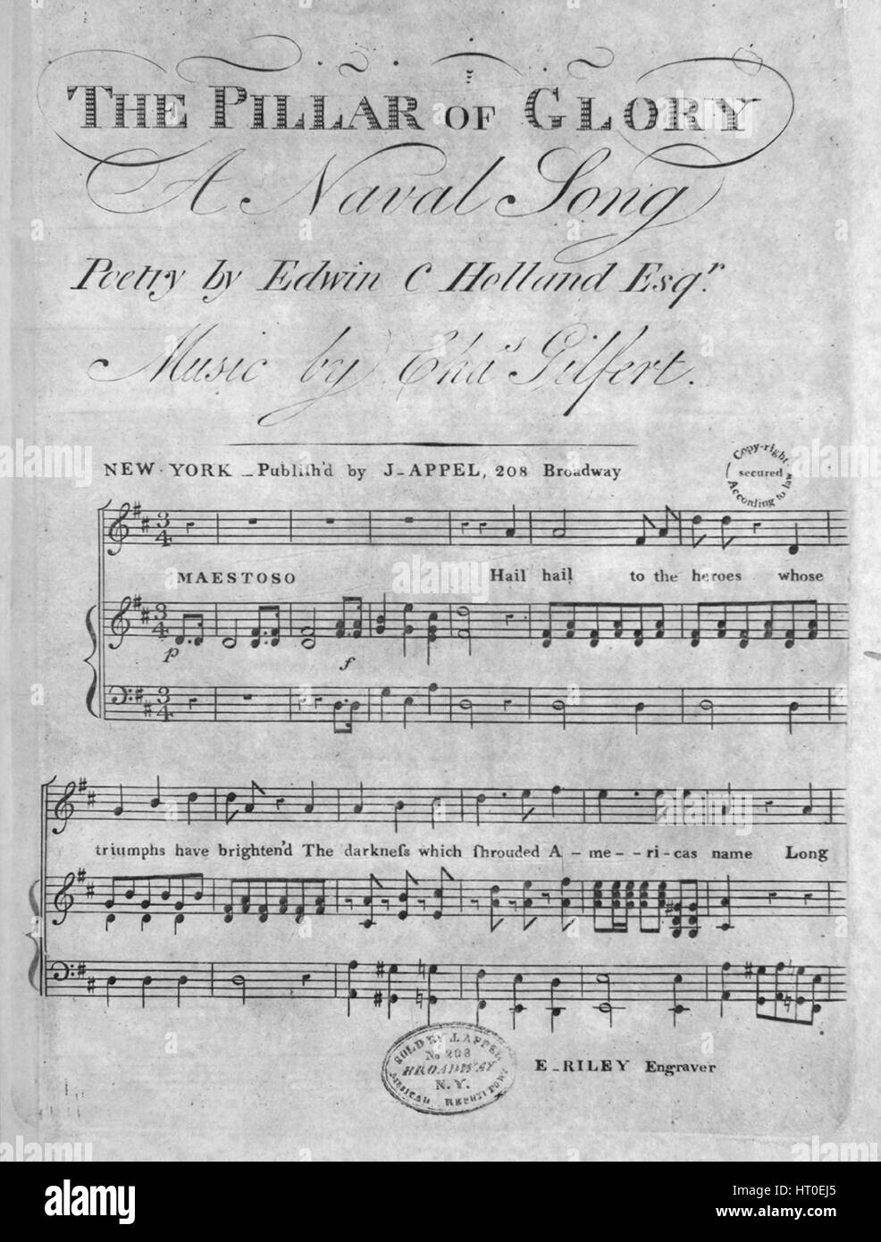 Sheet music cover image of the song 'The Pillar of Glory A Naval Song ...