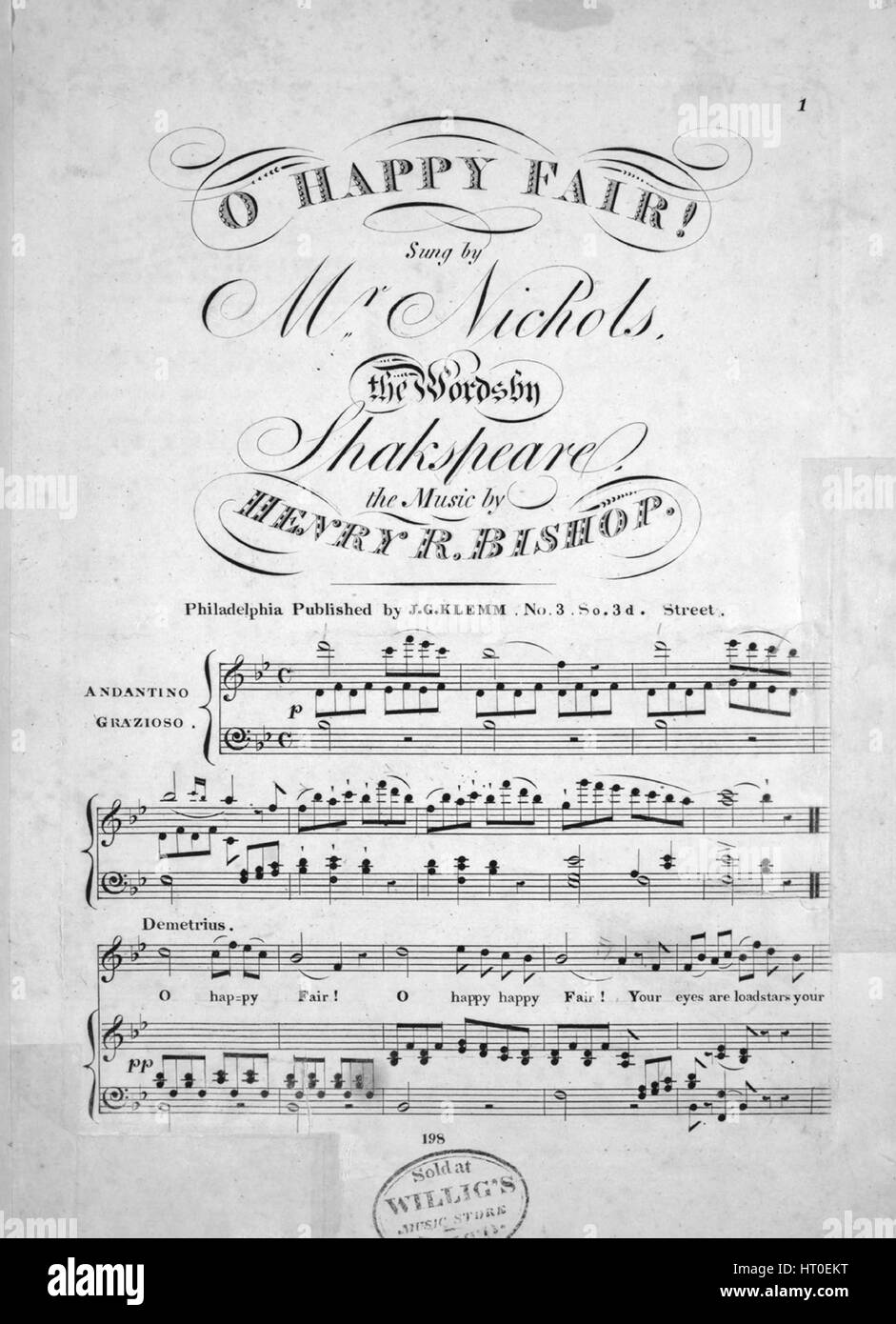 Sheet music cover image of the song 'O Happy Fair!', with original ...