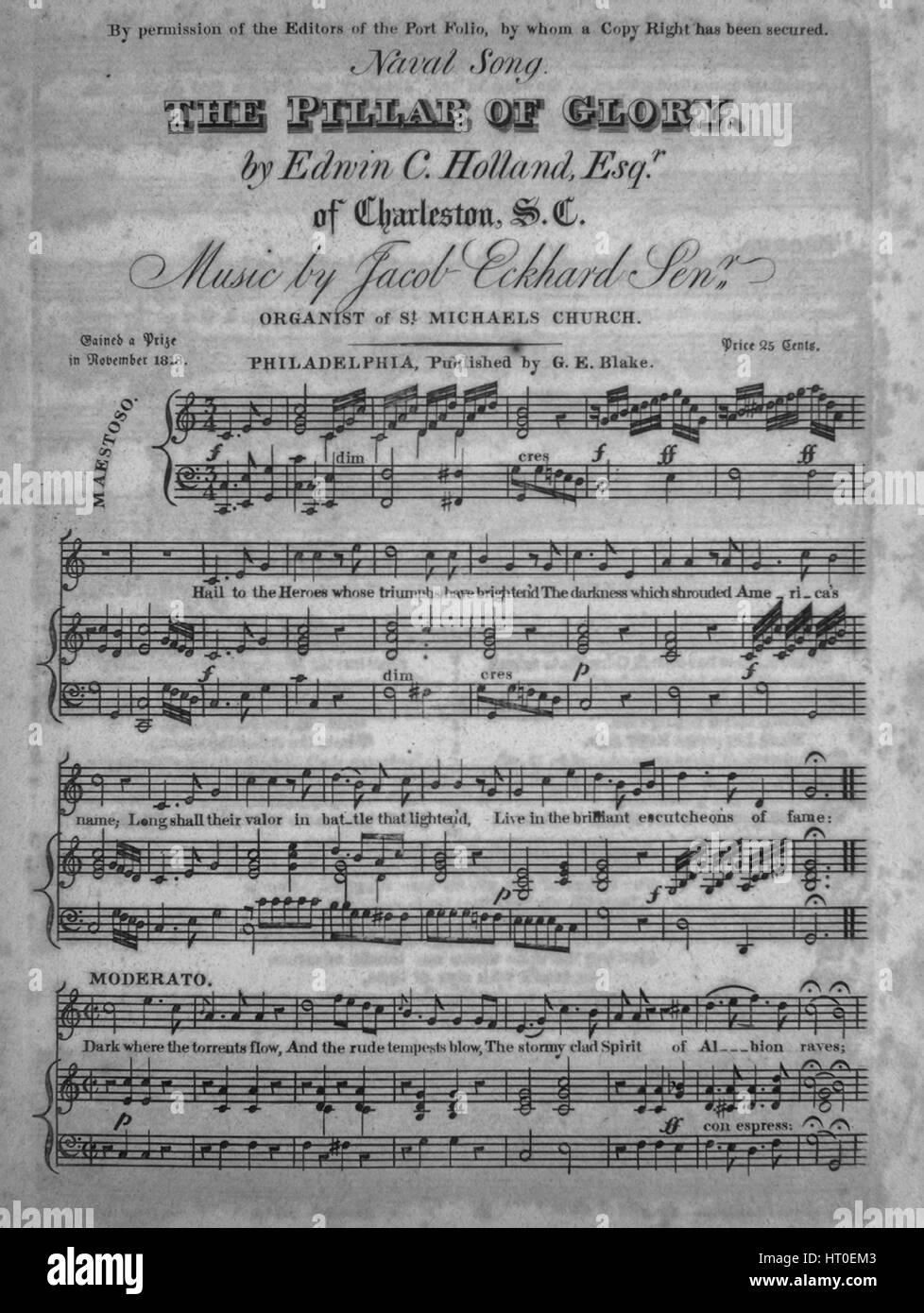 Sheet music cover image of the song 'Naval Song The Pillar of Glory ...