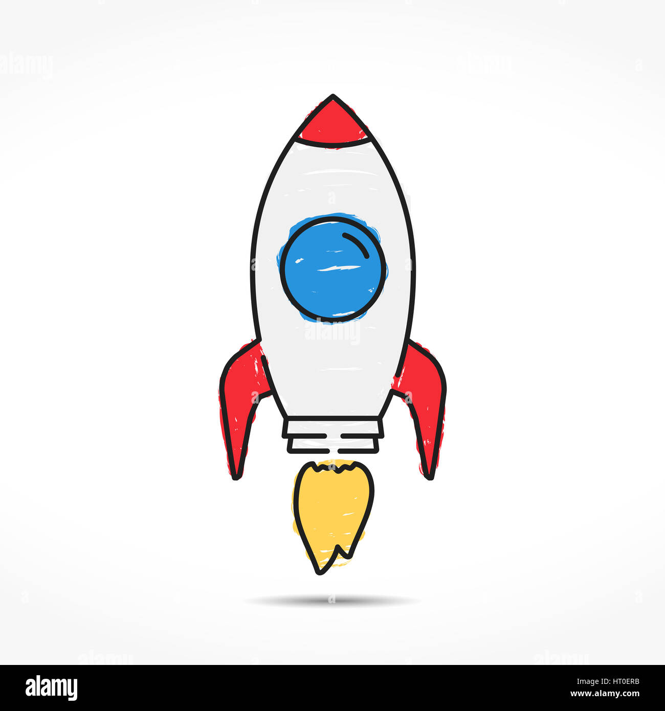 Hand drawn colored rocket icon, vector eps10 illustration Stock Photo ...