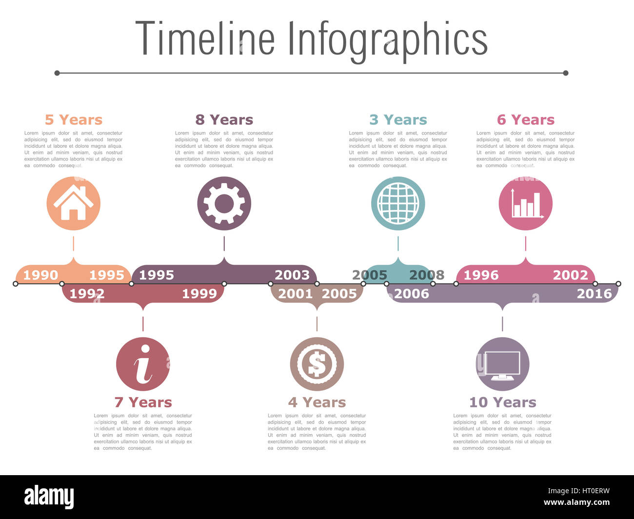 Timeline infographics design template with different time intervals ...