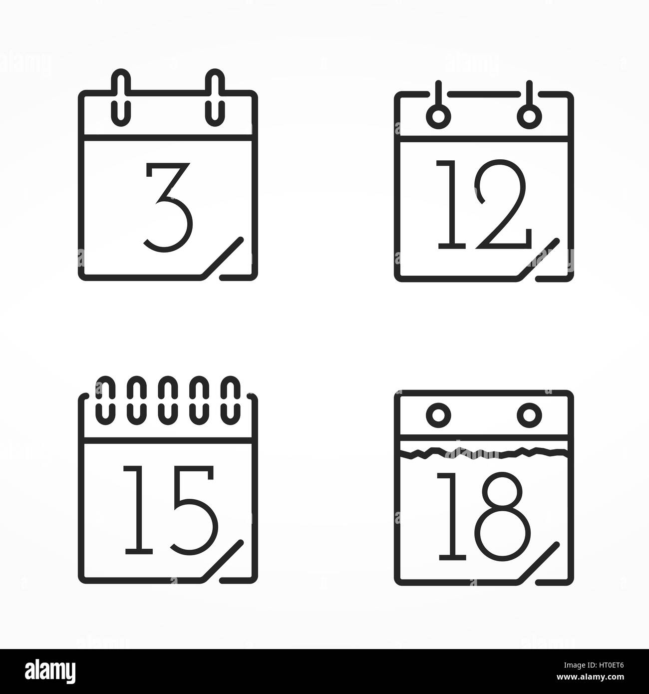 Set of four minimal line calendar icons, vector eps10 illustration ...