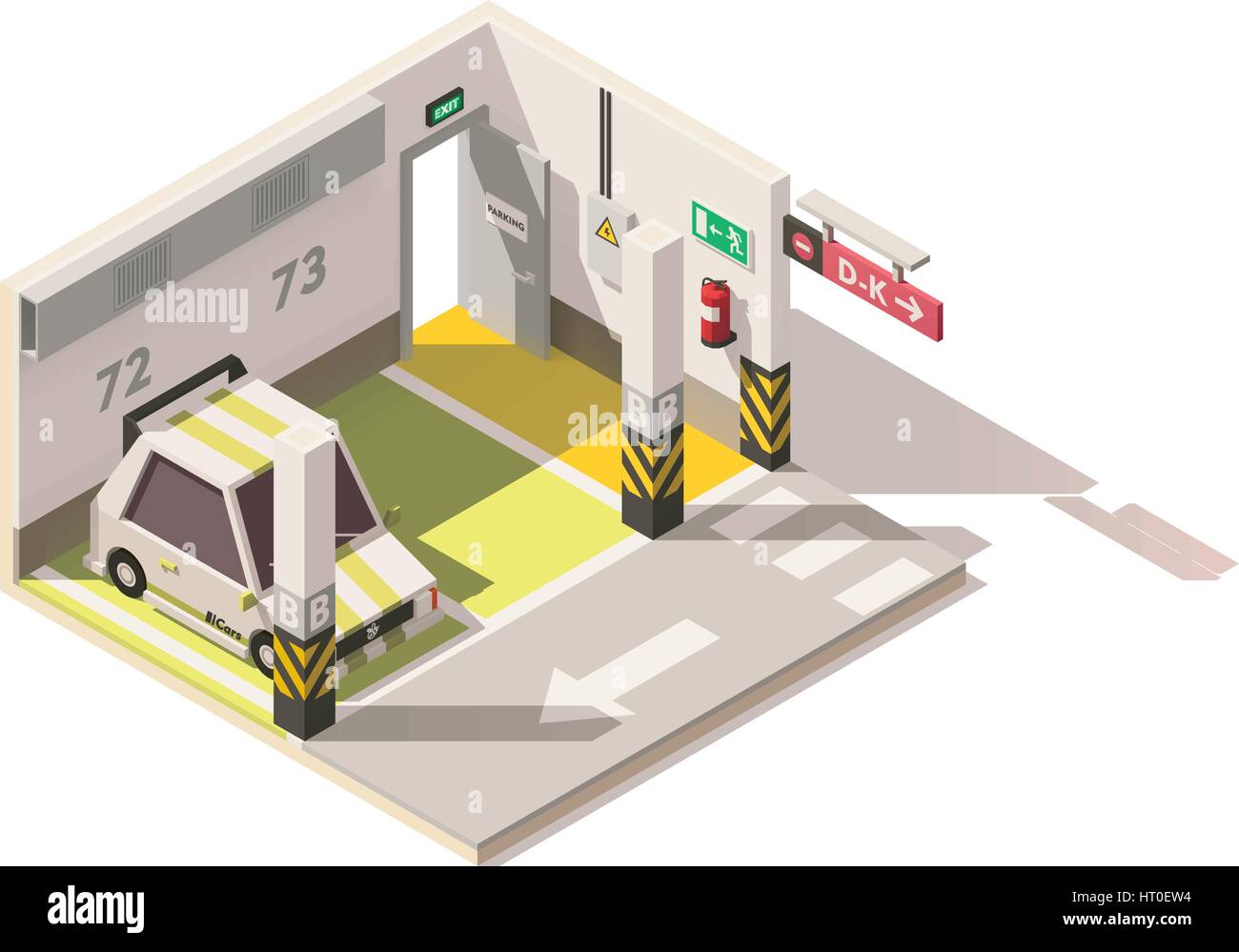 Vector isometric low poly underground car parking Stock Vector Image ...