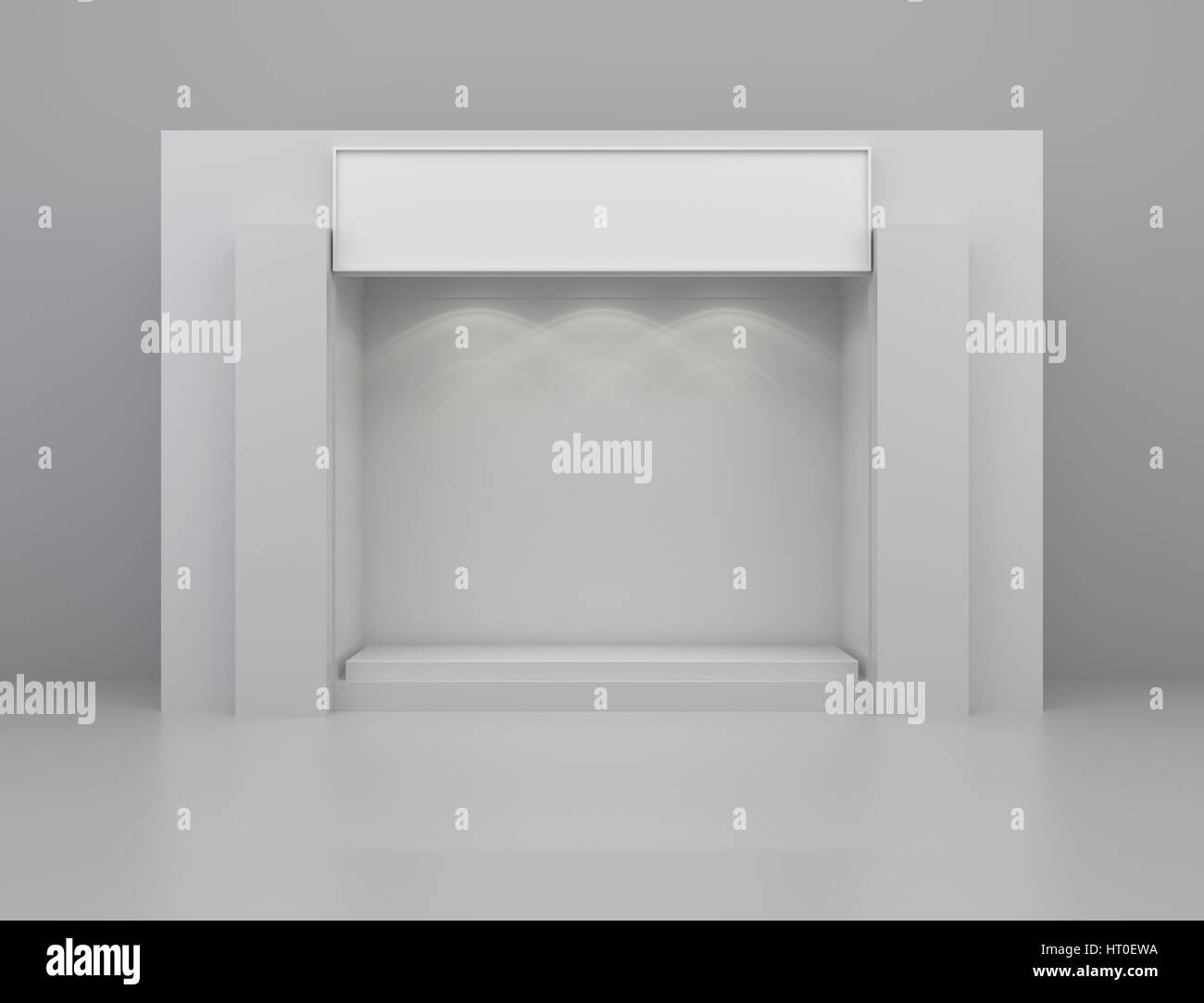 Front view of shop exterior design with pedestal. Mock up, 3D Rendering ...