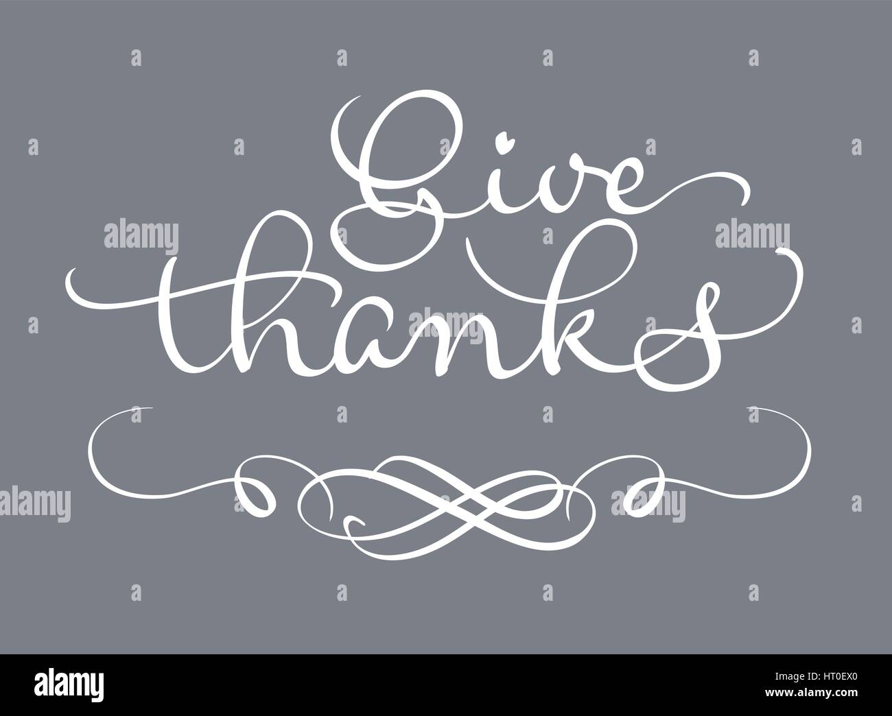 Give thanks text on gray background. Calligraphy lettering Vector ...