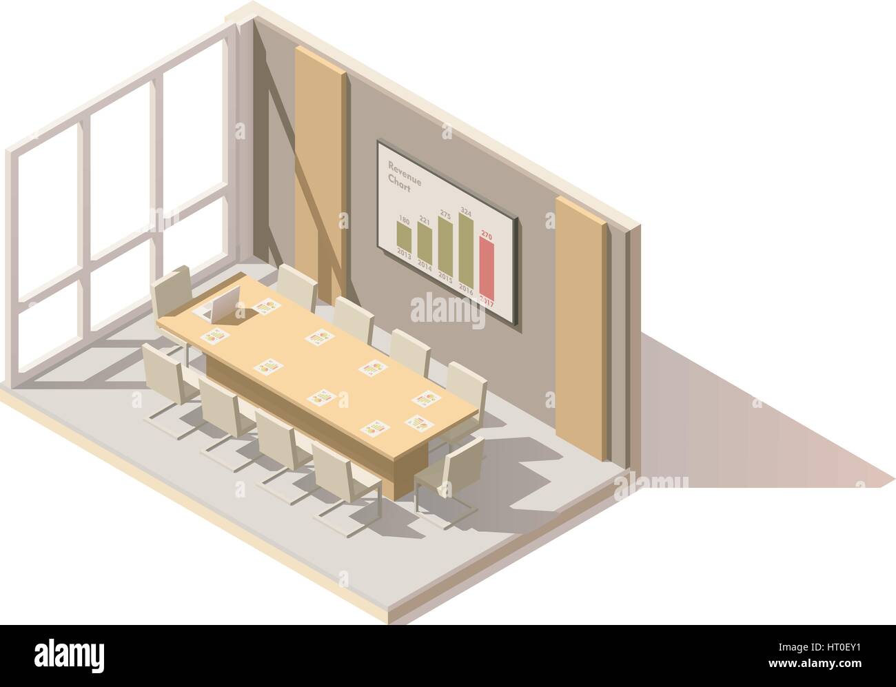 Vector isometric low poly office conference room Stock Vector Image ...