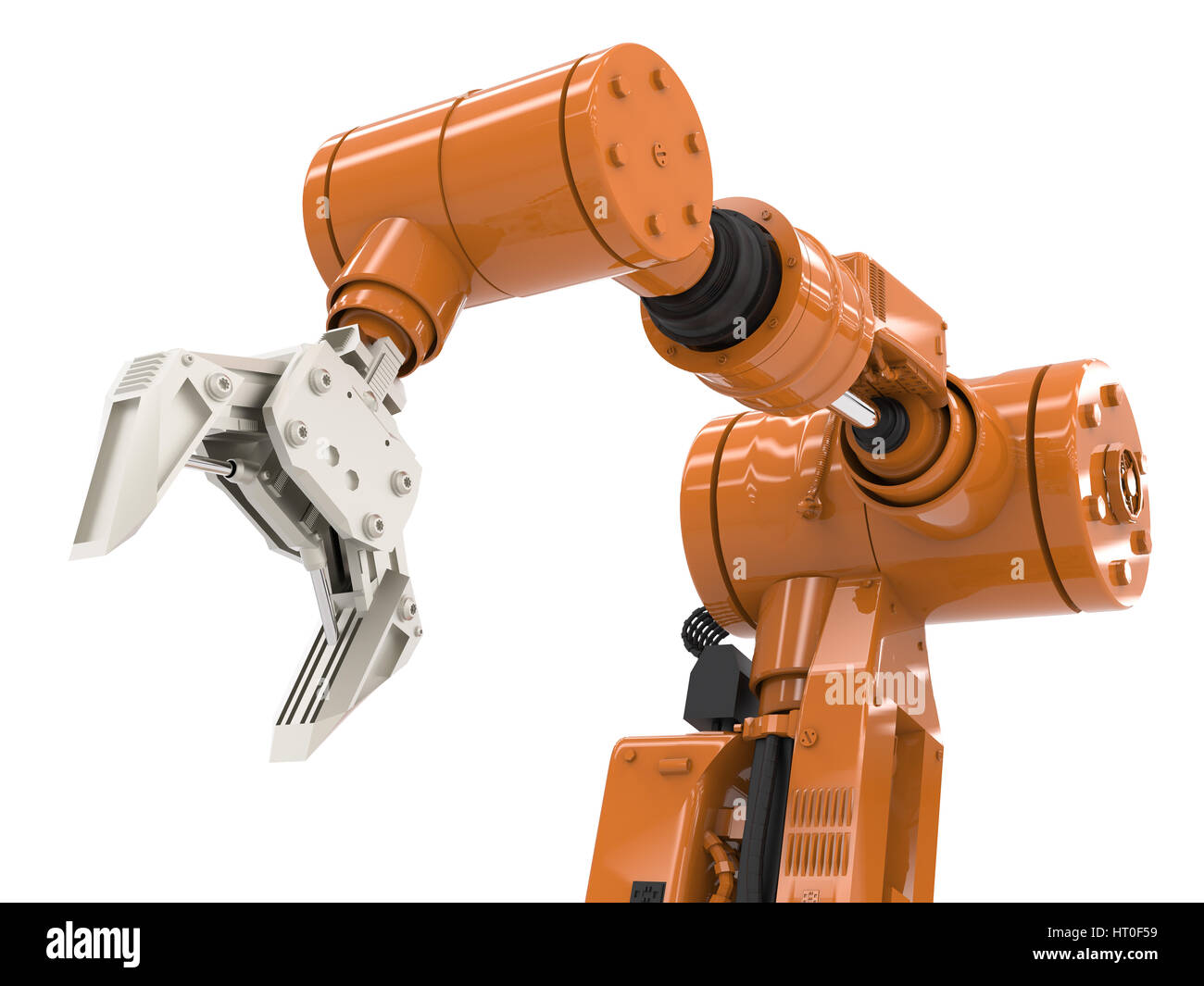 3d rendering robotic arm on white background Stock Photo - Alamy