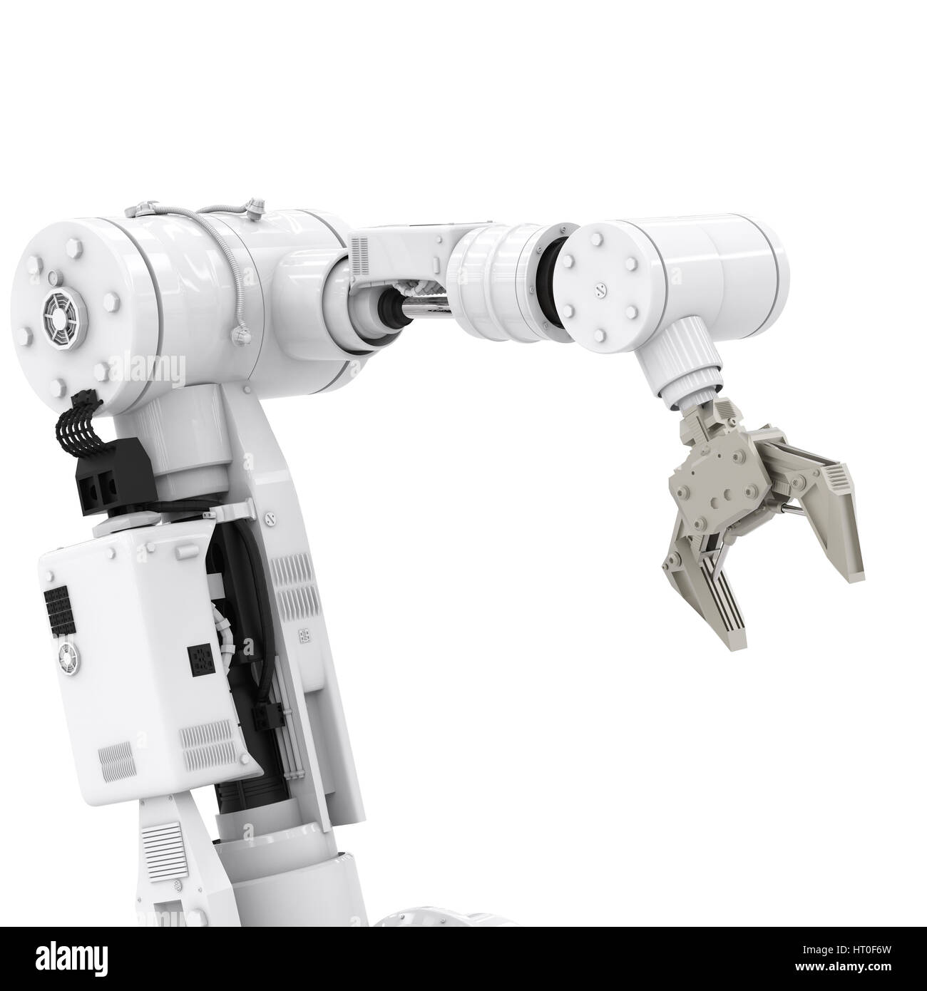 3d rendering robotic arm on white background Stock Photo - Alamy