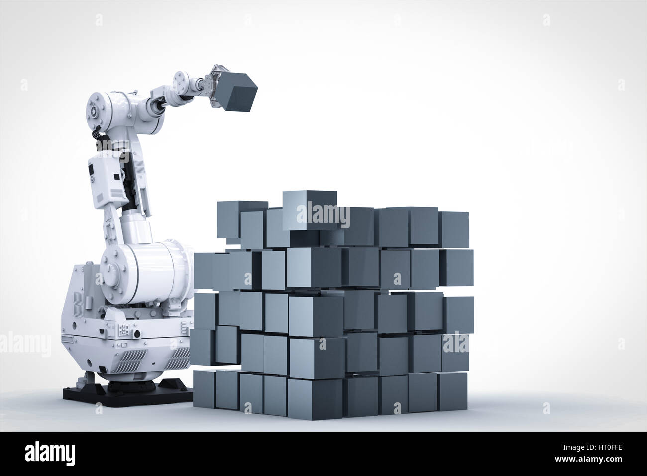 3d rendering robotic arm build cubic Stock Photo - Alamy
