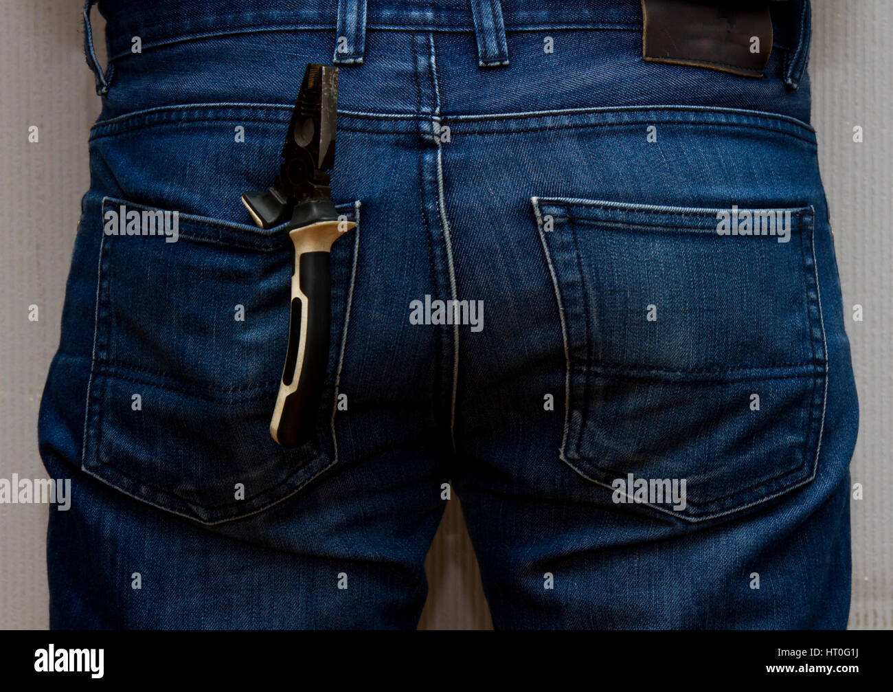 Men's butt in blue jeans rear view Stock Photo - Alamy