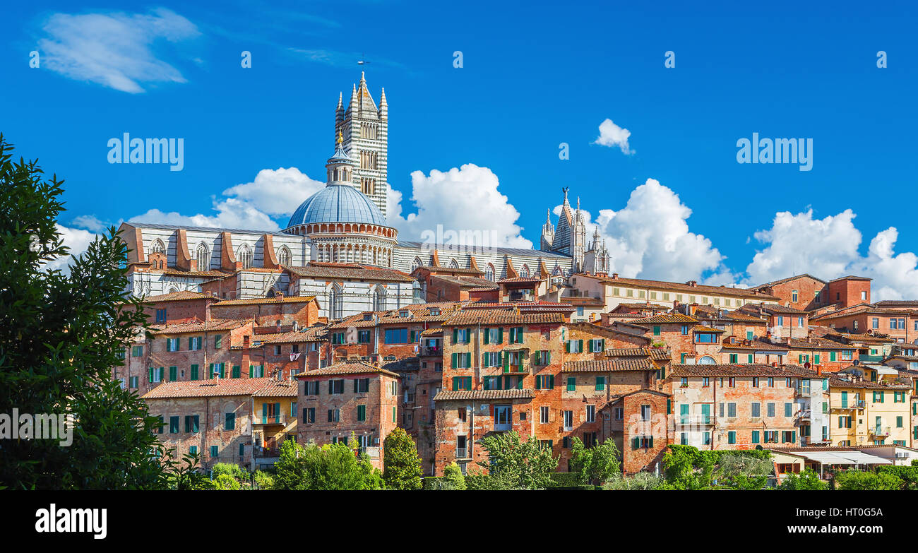 Scenery of Siena, a beautiful medieval town in Tuscany, with view of ...