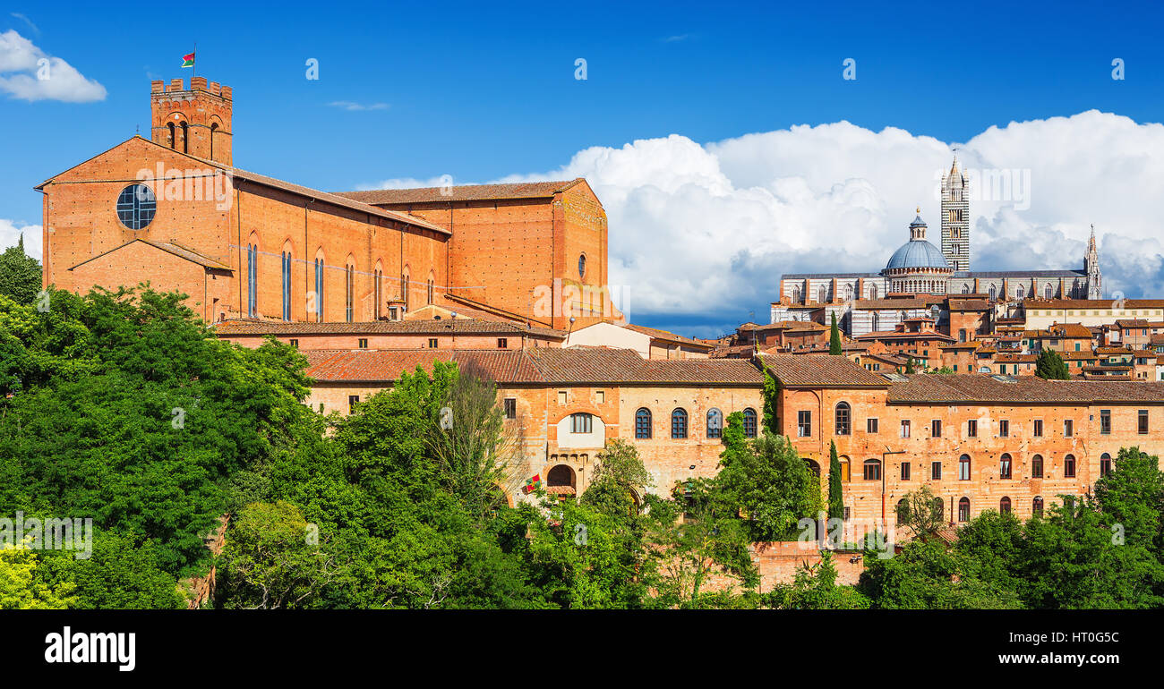 Scenery of Siena, a beautiful medieval town in Tuscany, with view of ...