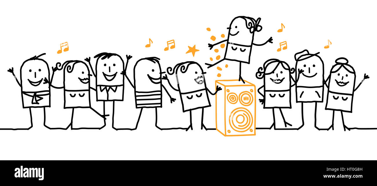 Cartoon people - happy party time Stock Photo - Alamy