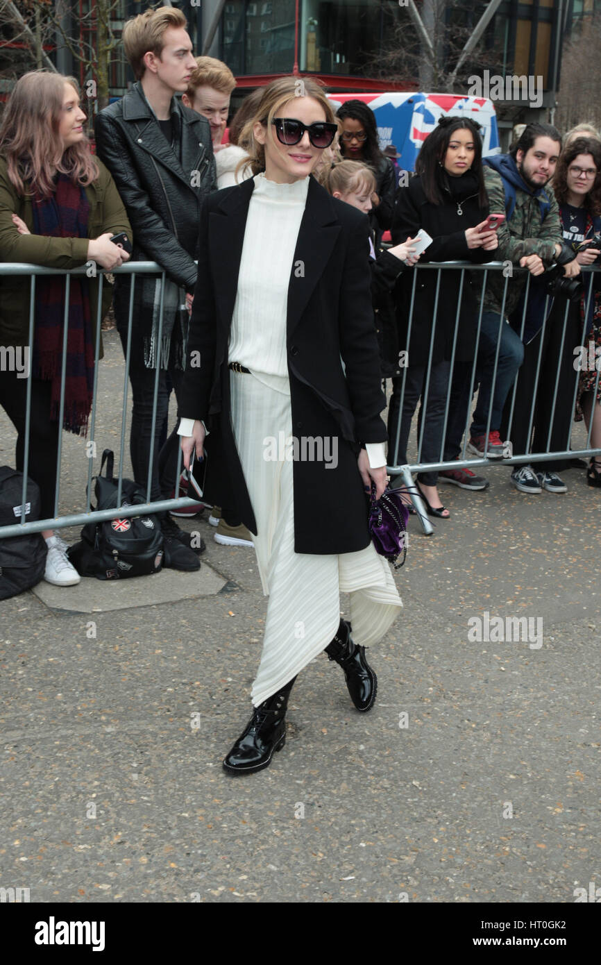 LONDON - FEB 19, 2017: Olivia Palermo arrives for the Topshop Unique ...