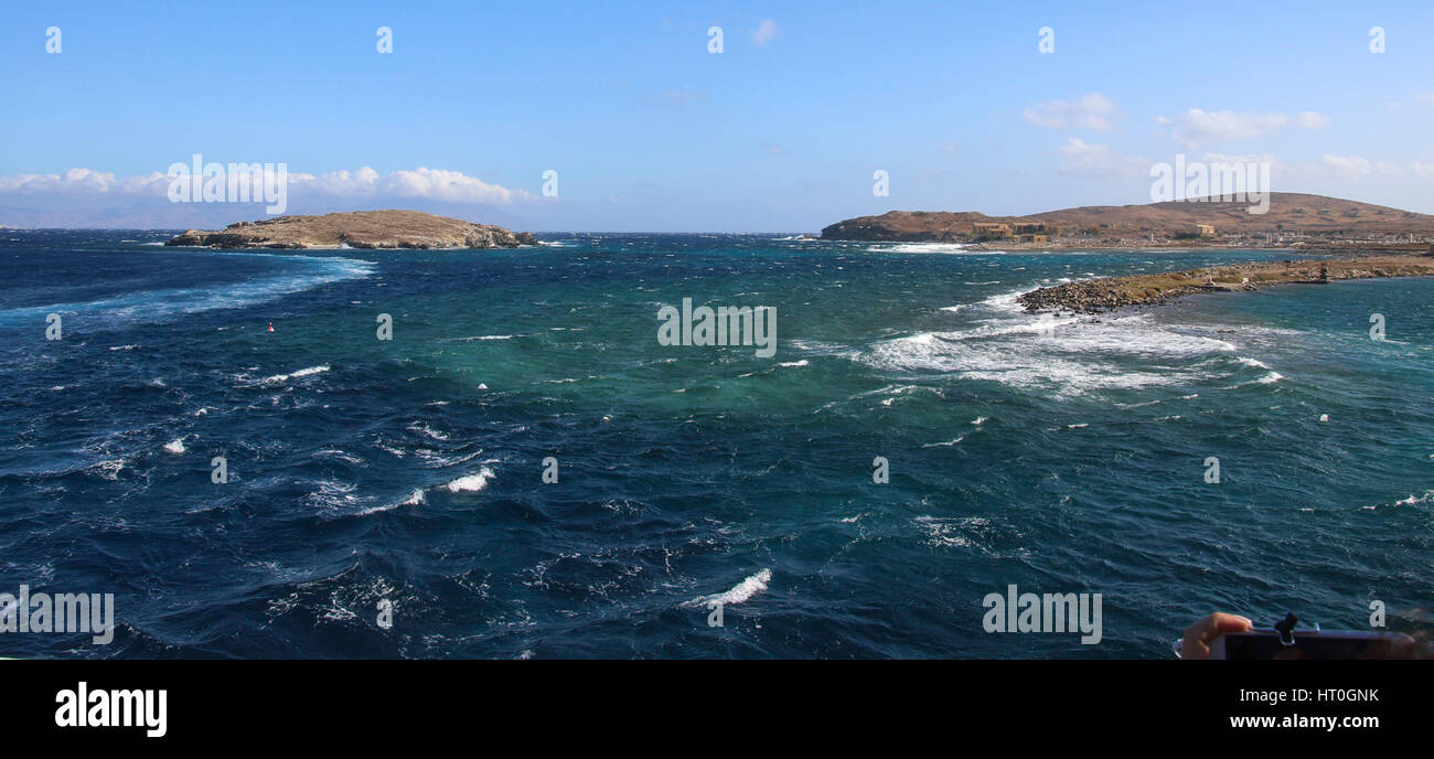 Approaching Delos by Water Stock Photo - Alamy