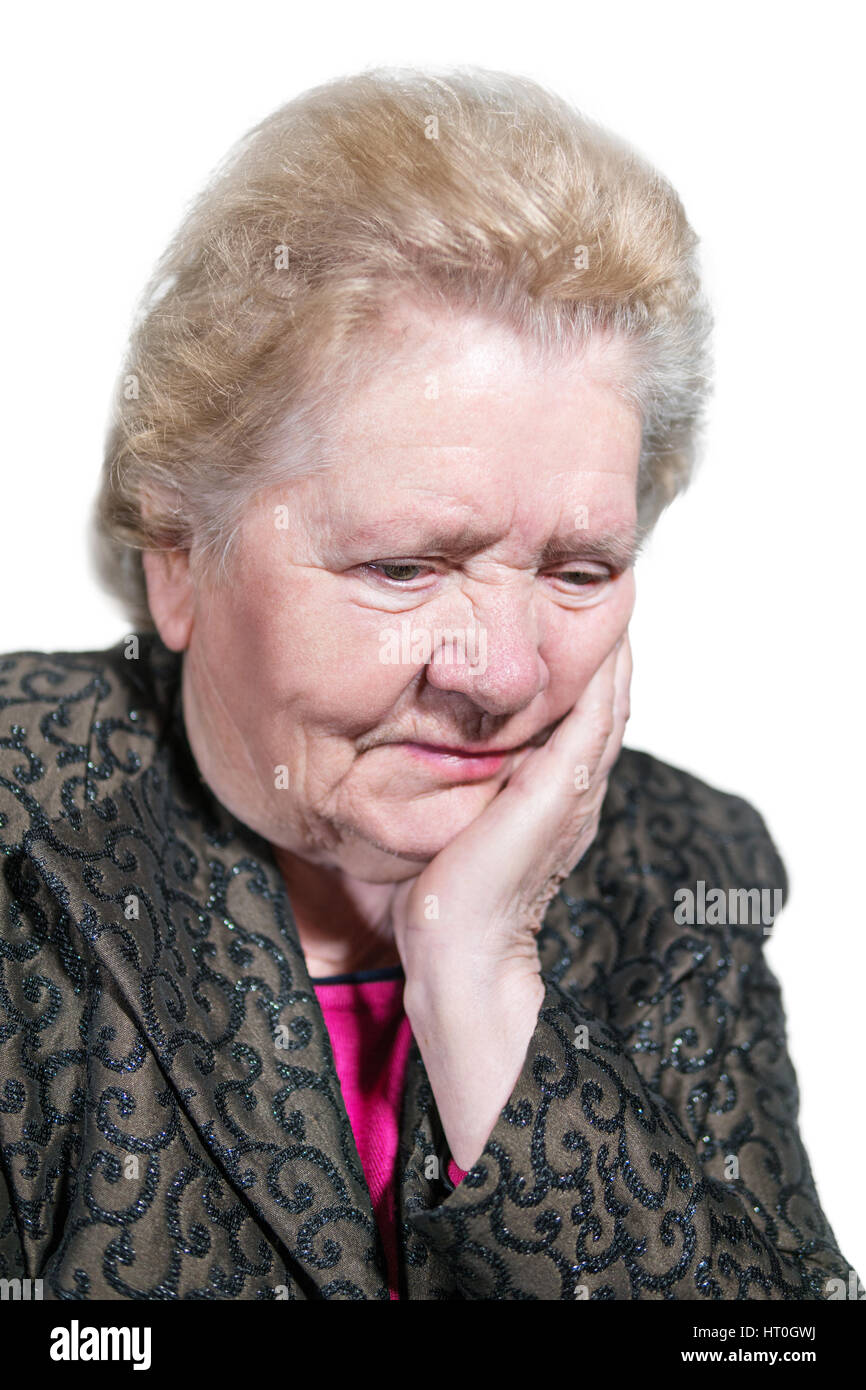 Portrait of old pensive woman Stock Photo - Alamy