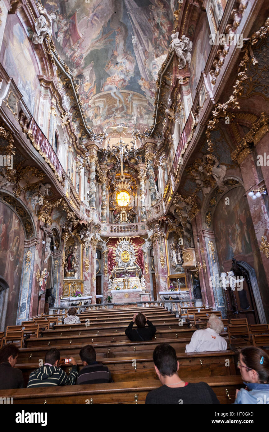 Nave of St. Johann Nepomuk, Asam Church a Baroque church in Munich ...