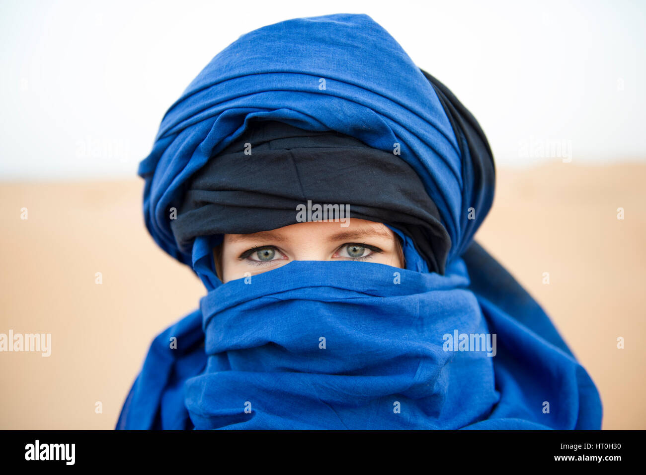 Berber Blue Eyes Berber Man In Night Light Wearing Blue Turban With