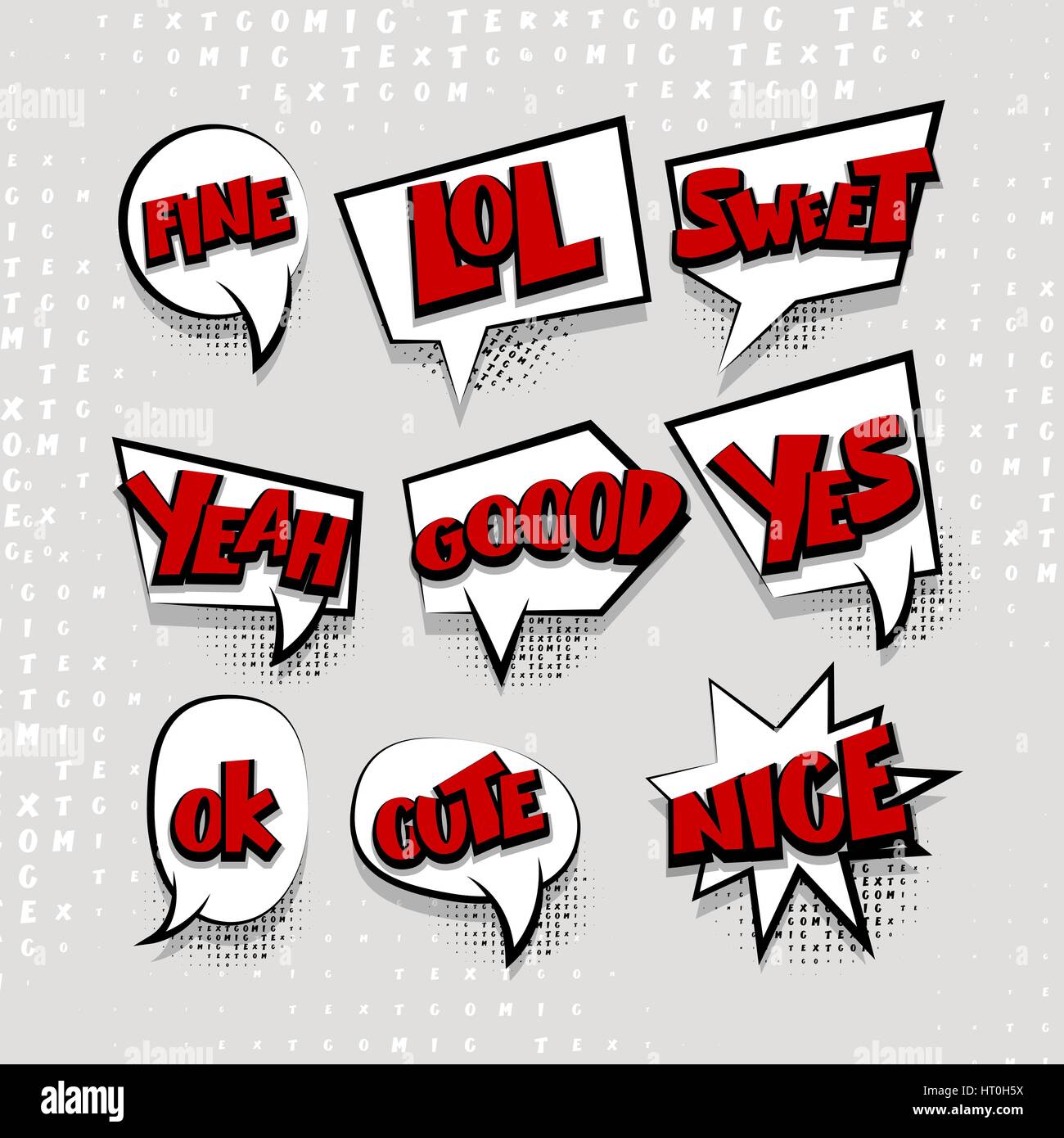 Set cartoon comic text white cloud Stock Vector Image & Art - Alamy