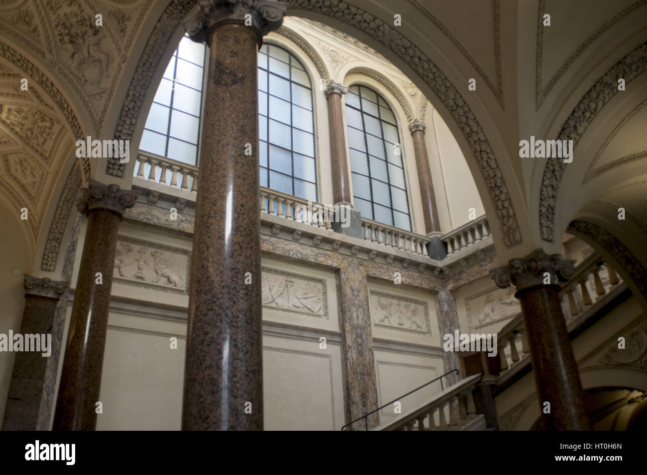 arches columns and windows at the interior of a historic palace Stock ...