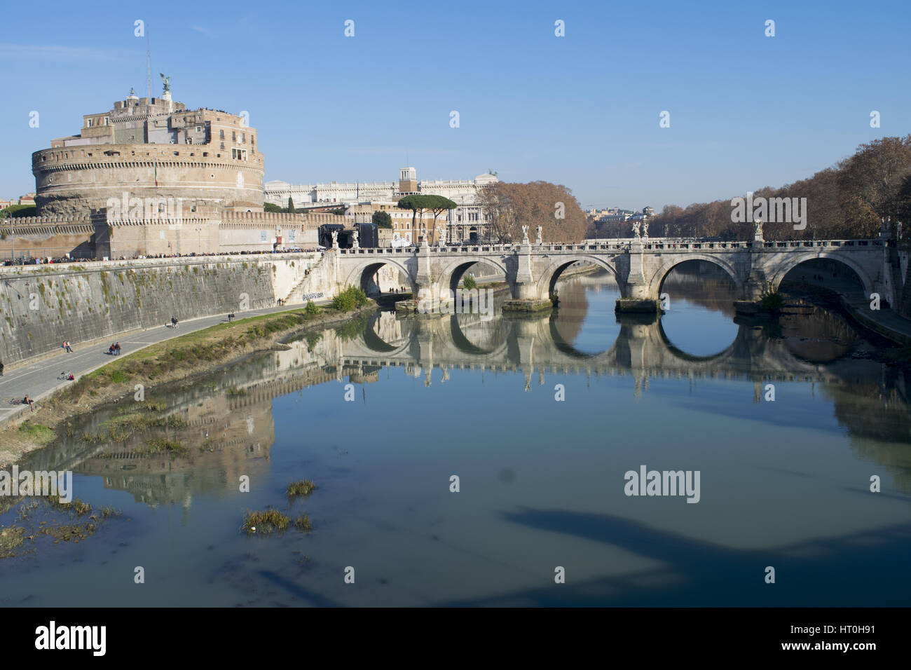 Saint Angel Castle in Rome with the Tiber river Stock Photo - Alamy