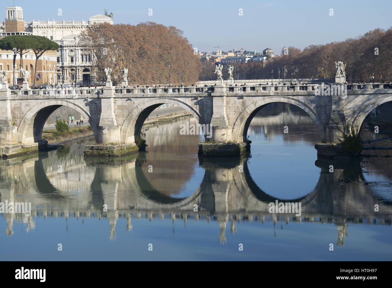 Tiber river in Rome with one of Its historic bridge Stock Photo - Alamy