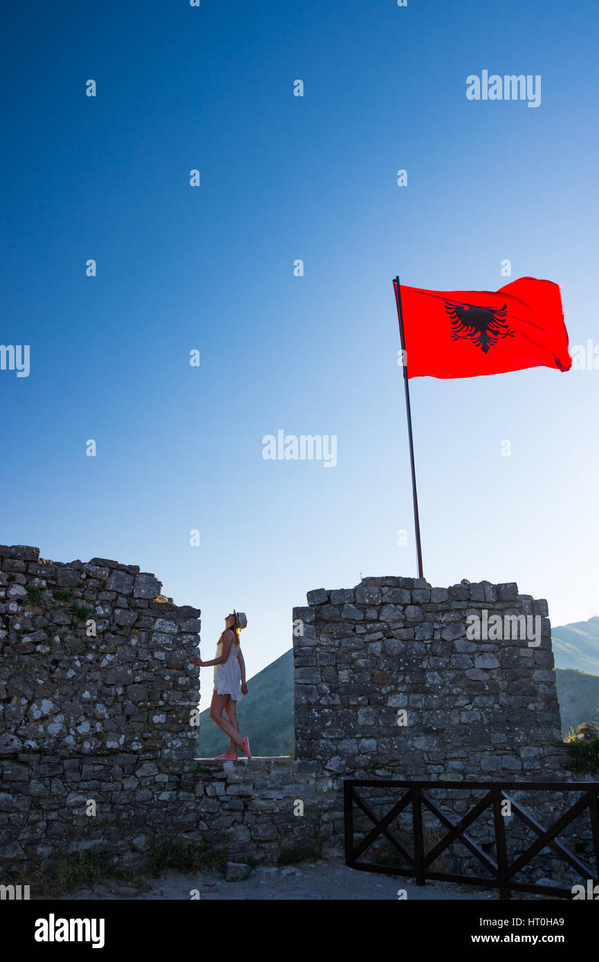 Shkoder Albania Old Castle Flag Stock Photo - Alamy