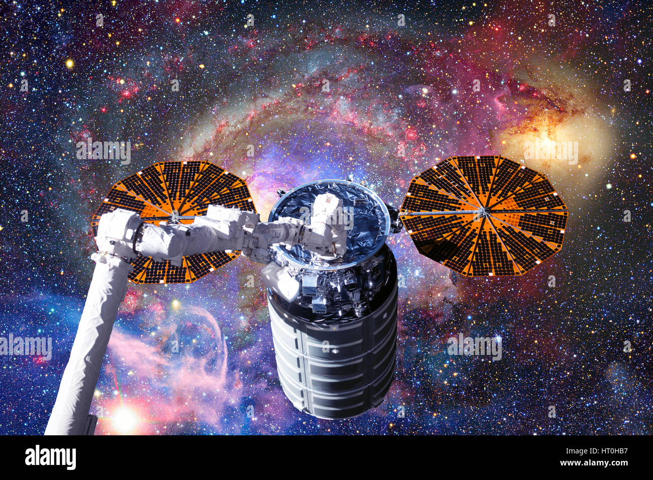 Cargo spacecraft - The Automated Transfer Vehicle over spiral galaxy ...