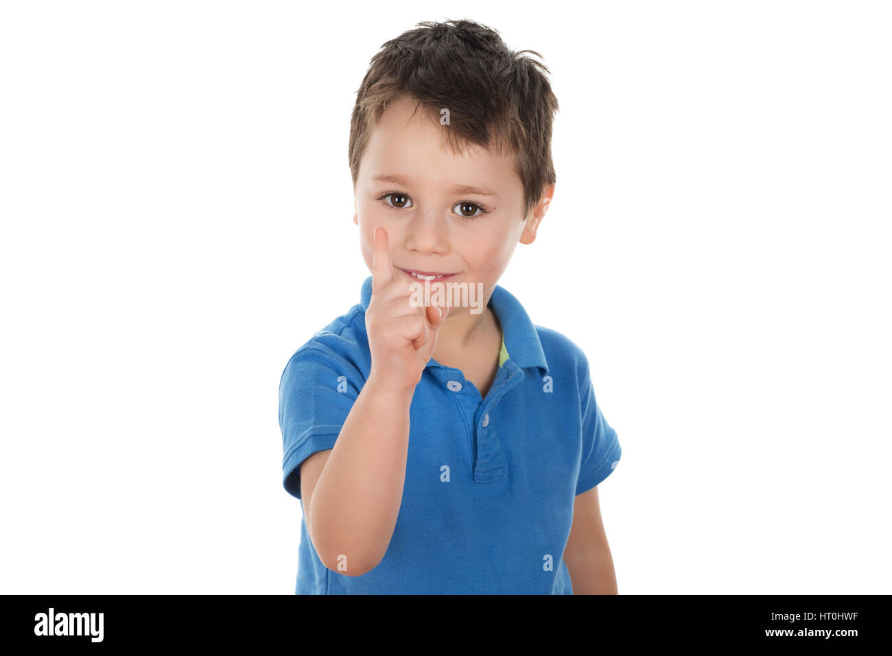 School boy pointing his finger. Isolated on a white background Stock ...