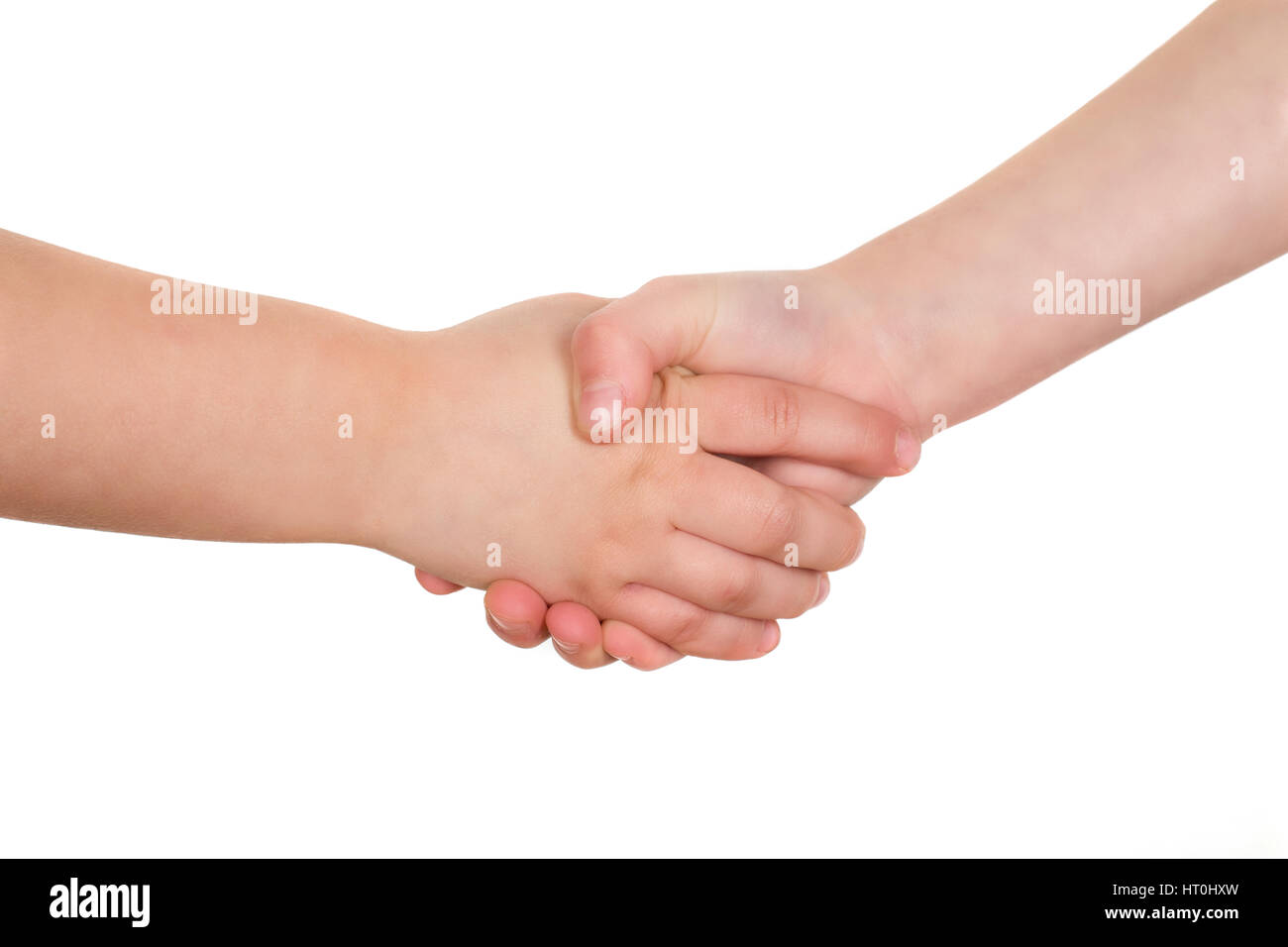 School kids shaking hands. Handshake isolated on a white background ...