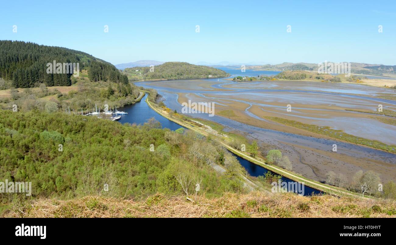Overview of the Crinan canal and the Add river estuary flowing into ...