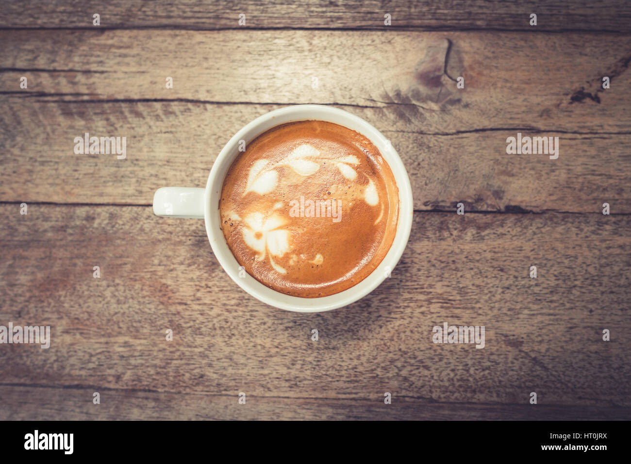 coffee on wood table background with space Stock Photo - Alamy