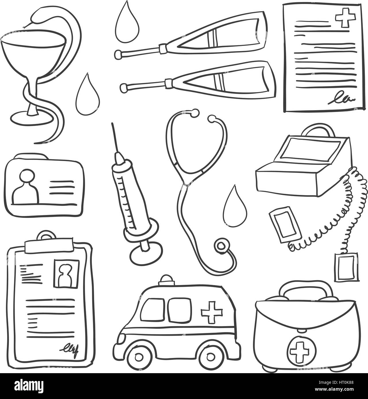 Collection of medical object doodles vector art Stock Vector Image ...