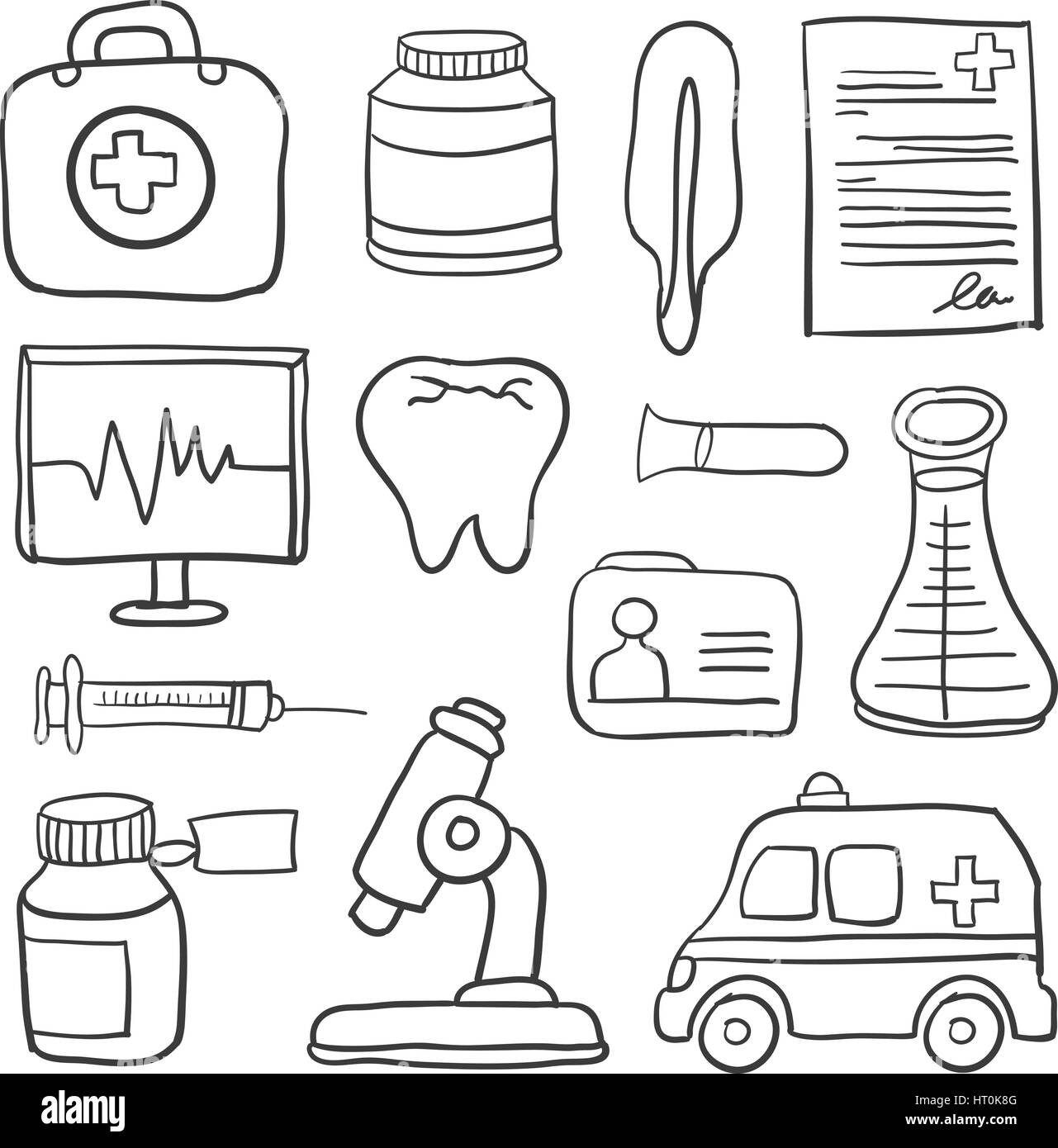 Medical object hand draw of doodles vector art Stock Vector Image & Art ...