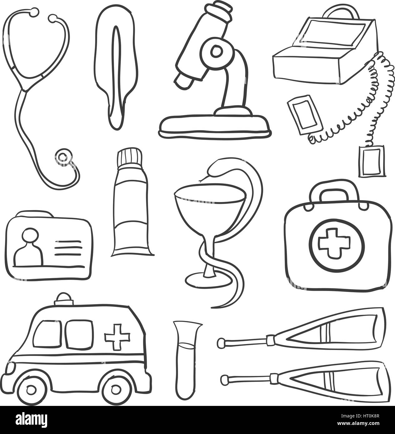 Illustration vector of medical doodles vector art Stock Vector Image ...