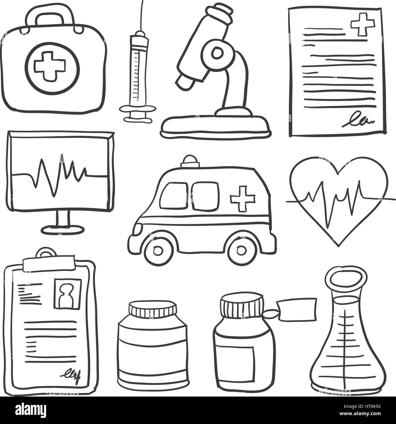Collection stock of medical doodles vector art Stock Vector Image & Art ...