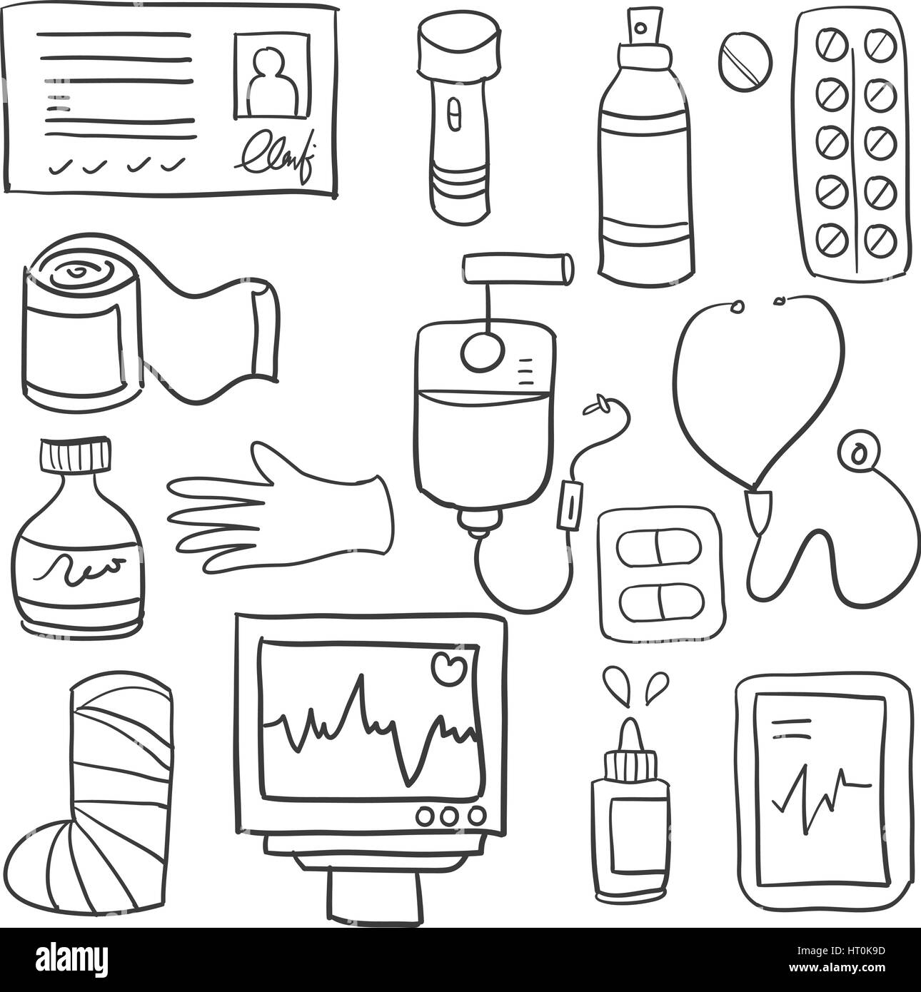 Doodle of medical element vector art collection stock Stock Vector ...