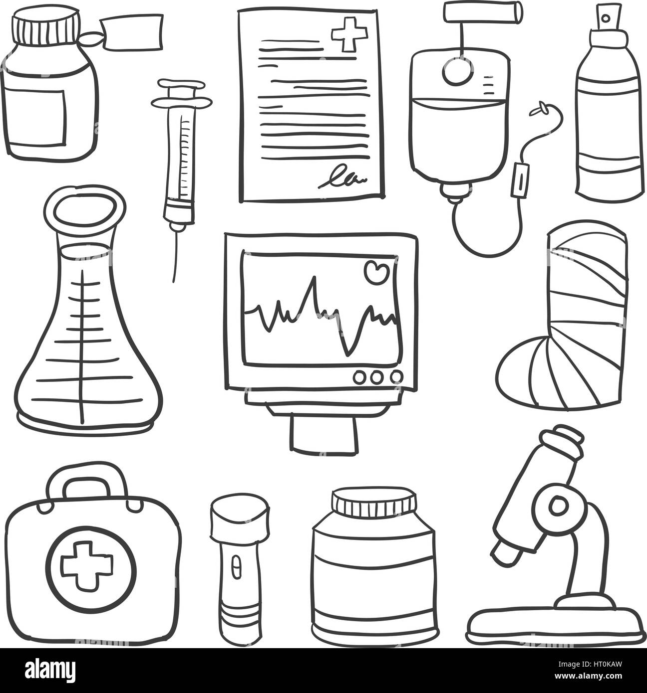 Doodle of medical object set vector illustration Stock Vector Image ...