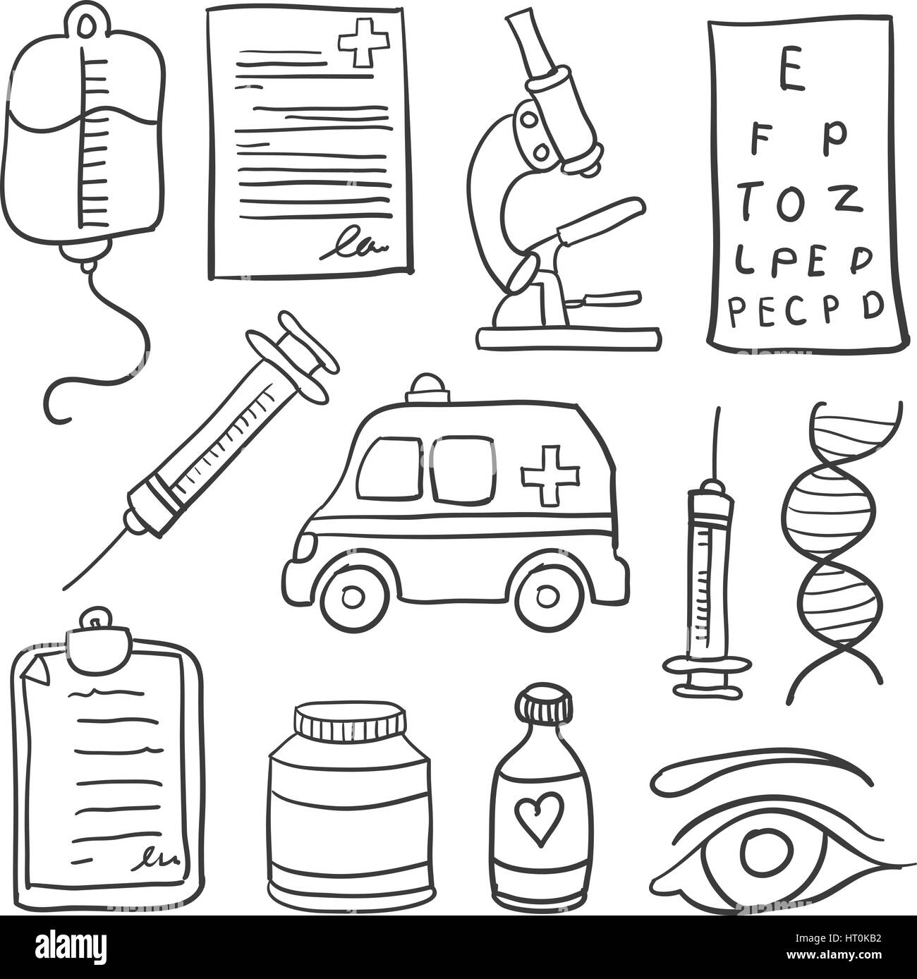 Doodle of medical object illustration vector collection Stock Vector ...