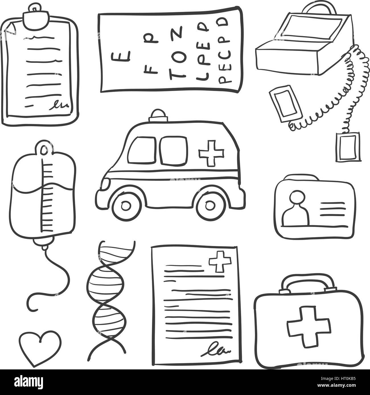 Collection of medical object doodle set vector art Stock Vector Image ...