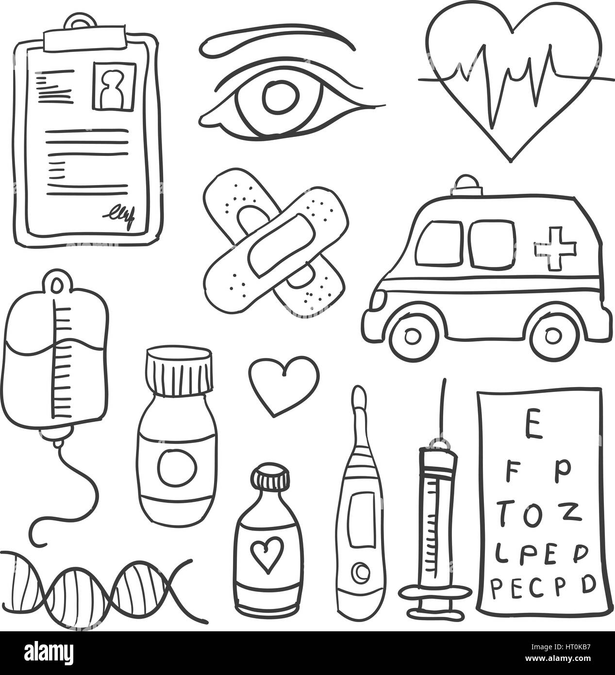 Doodle of object medical various vector illustration Stock Vector Image ...