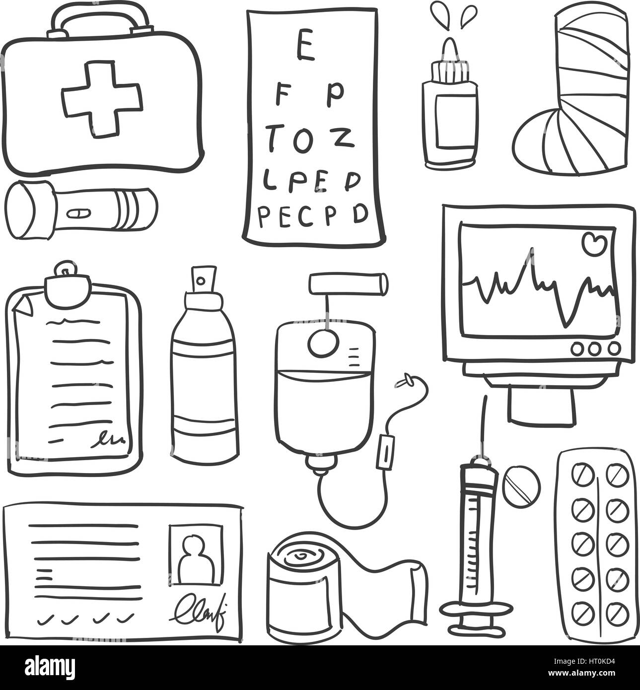 Doodle of medical object various vector art Stock Vector Image & Art ...
