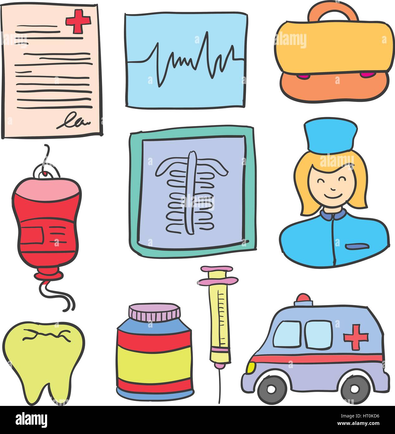 Doodle of medical element set vector illustration Stock Vector Image ...