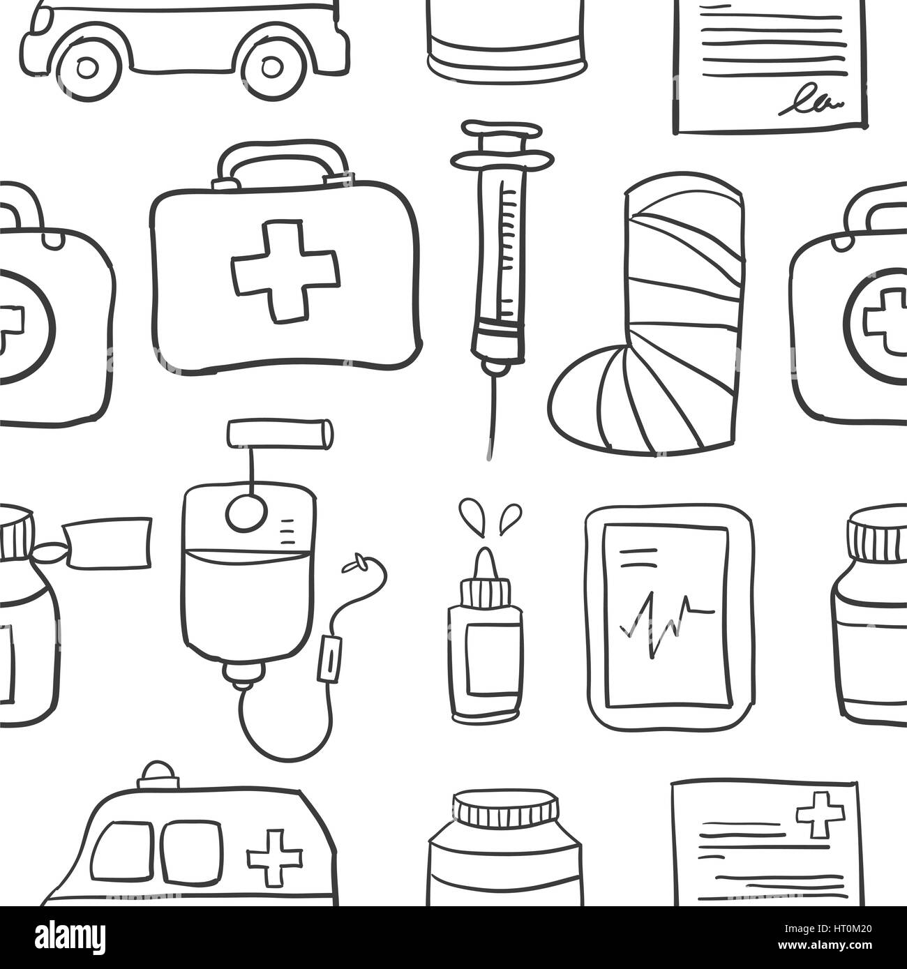 Doodle of various medical object style vector art Stock Vector Image ...