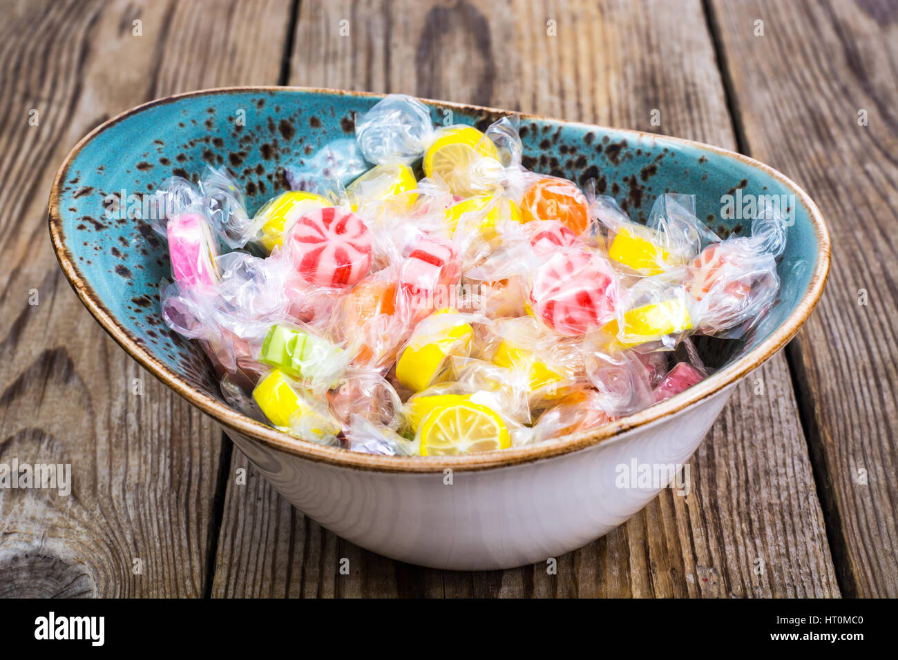 Colorful candy in cellophane wrappers Stock Photo - Alamy