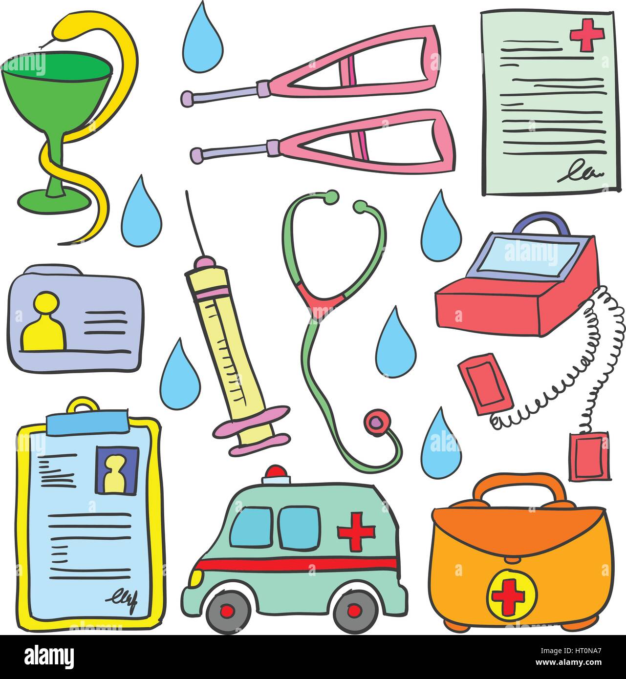Doodle of medical object collection stock vector art Stock Vector Image ...