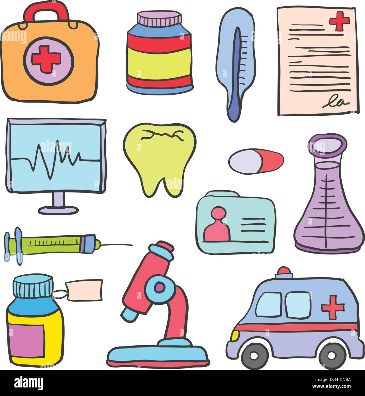 Doodle of medical object vector illustration collection Stock Vector ...