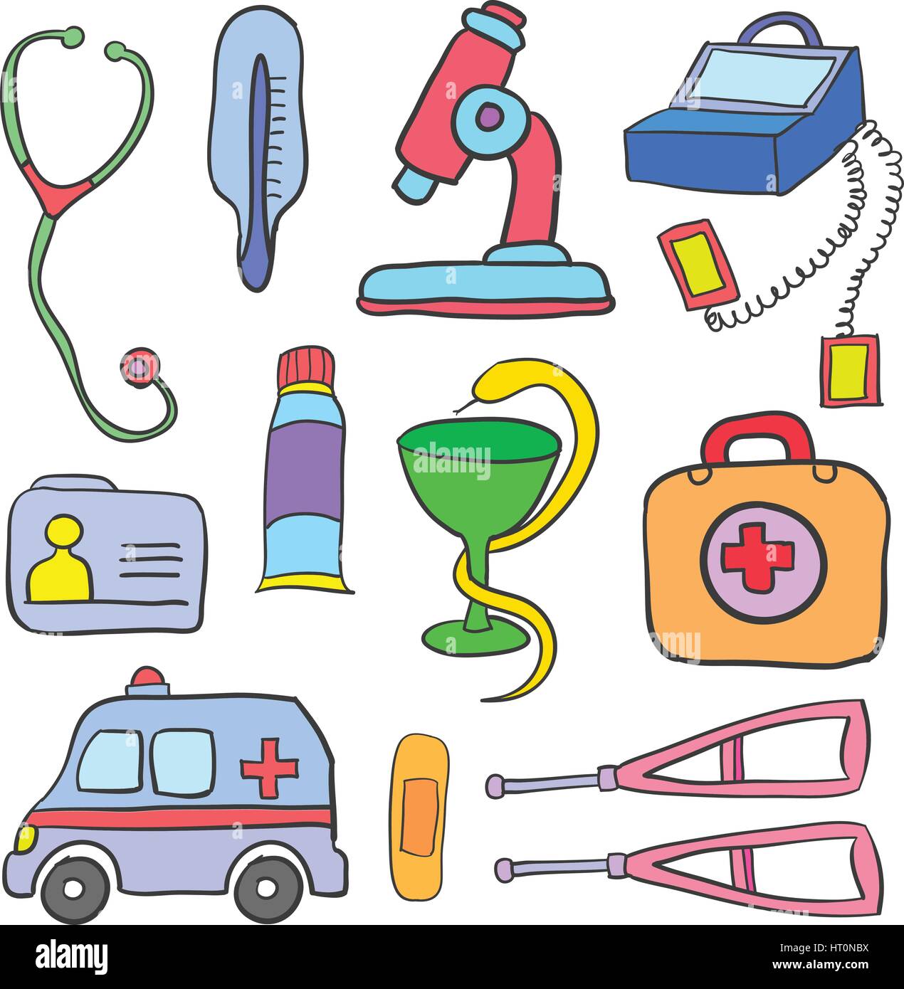 Doodle of object medical vector art collection stock Stock Vector Image ...
